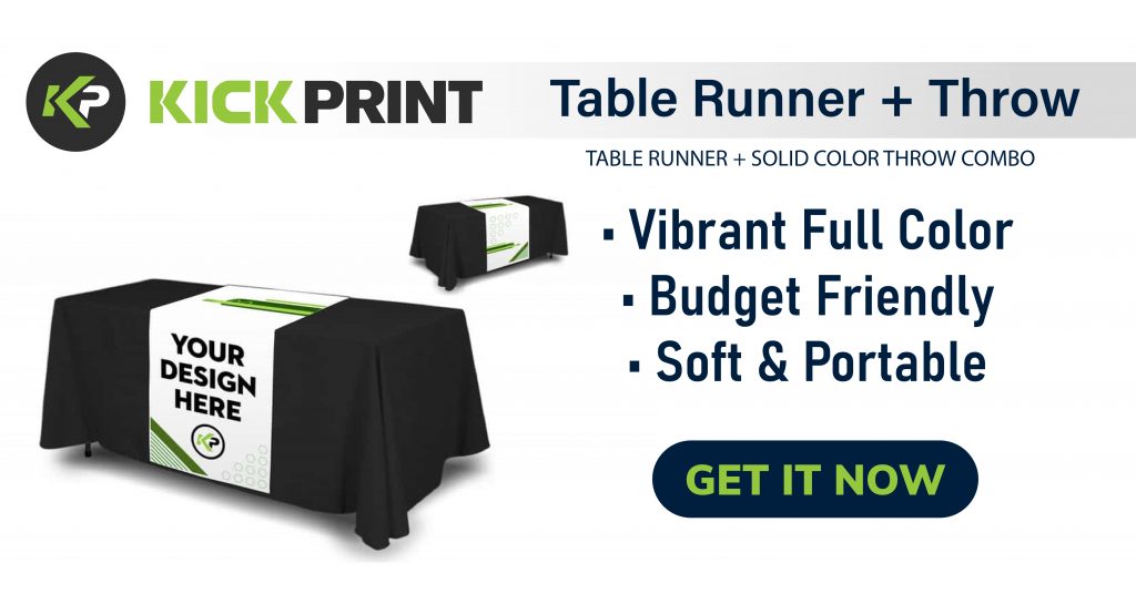 Table Runner + Solid Color Throw Combo - Kick Print
