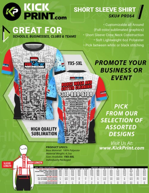 Full Dye Sub Short Sleeve Shirt - Kick Print