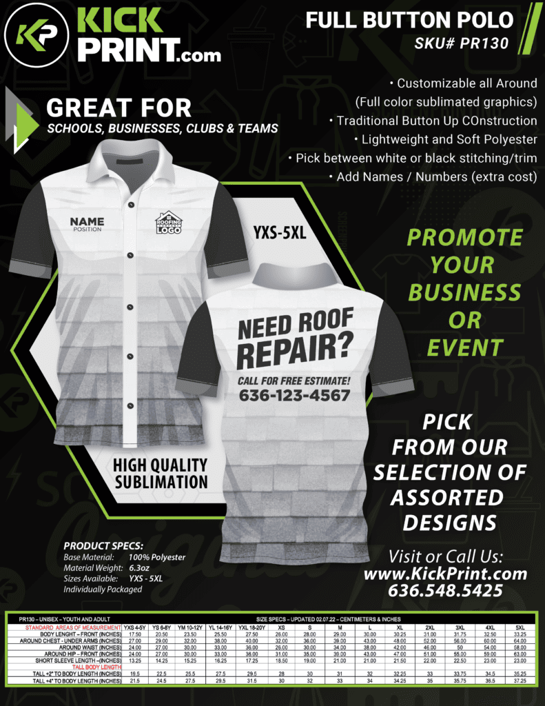 Full Dye Sub Full Button Polo - Kick Print