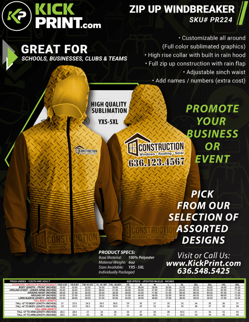 Full Dye Sub Zip Up Windbreaker - Kick Print